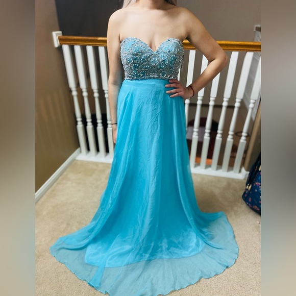 Dresses | Blue And Silver Prom Dress | Poshmark